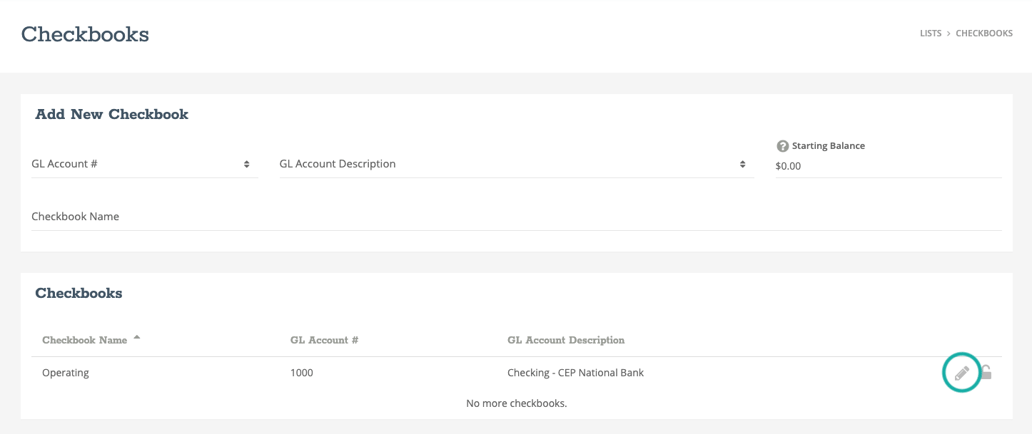 How to edit a checkbook